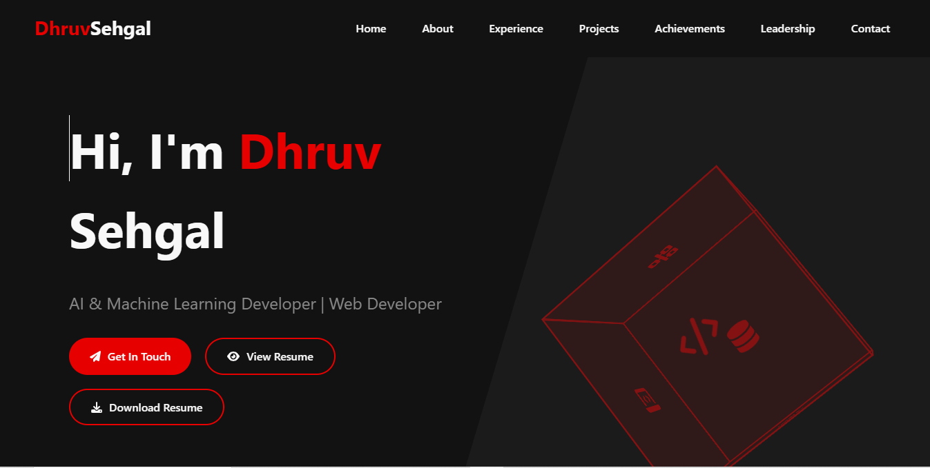 Dhruv Sehgal | AI & ML Developer